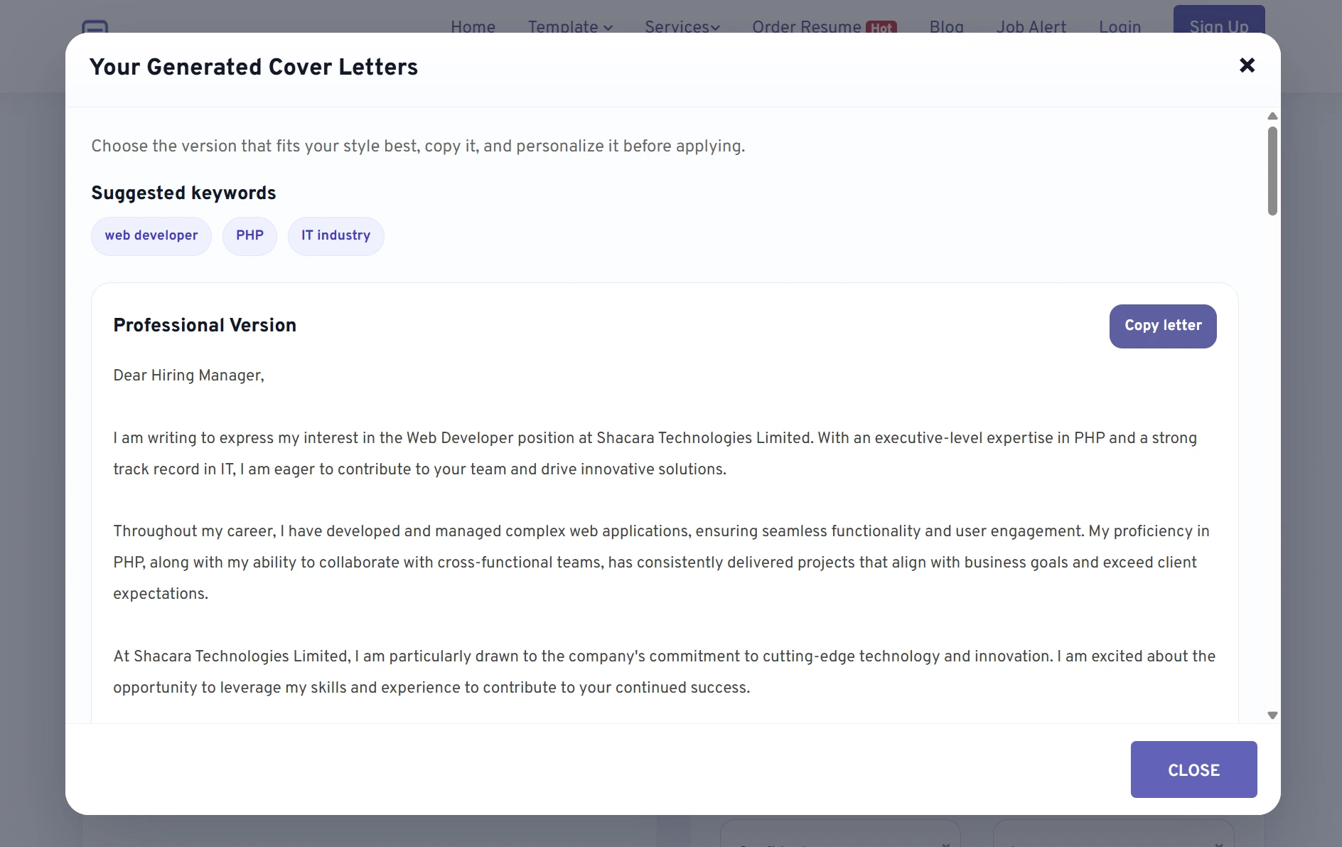 Cover Letter Generator by Job Description - Create a Professional Cover ...